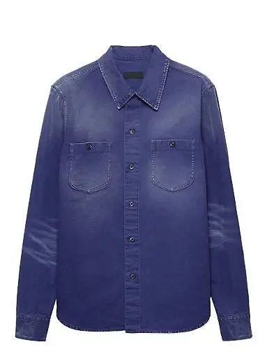 Prada Logo-embellished Cotton-twill Shirt - Light Blue