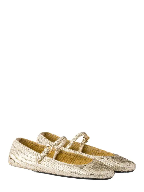 Prada Woven Leather Ballerinas - Gold/silver