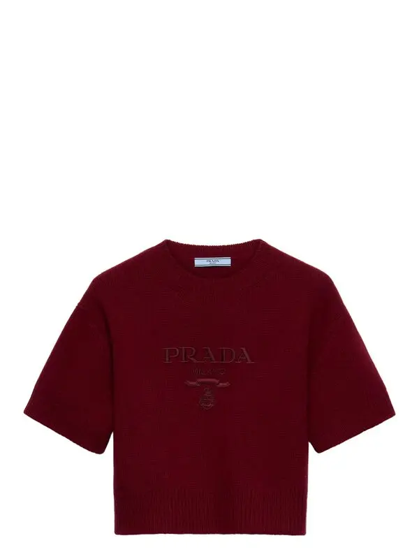 Prada Wool And Cashmere Crew-neck Sweater - Amaranth Red/maize Yellow