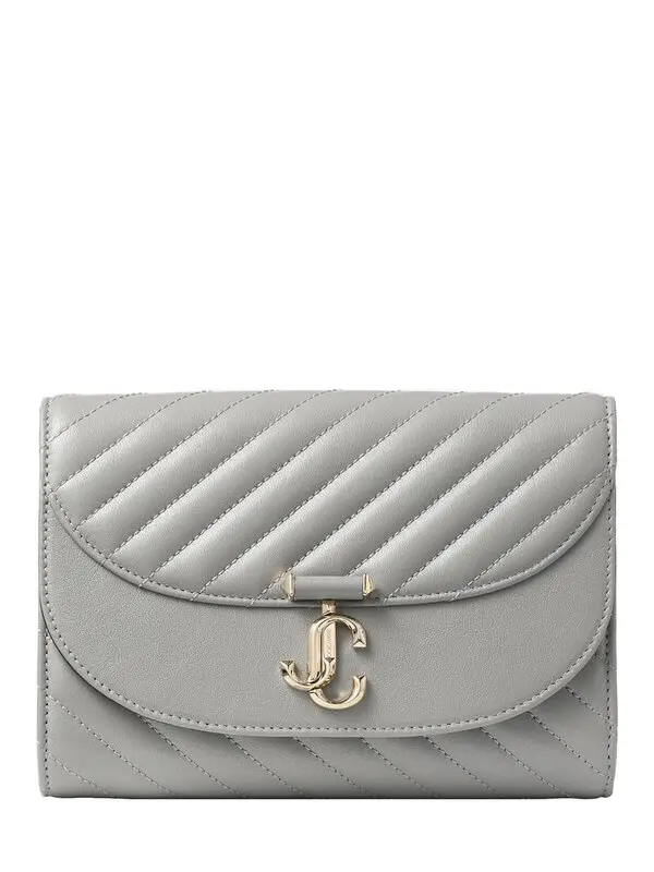 JIMMY CHOO Curve Quilted Leather Clutch - Dove/shiny Gold
