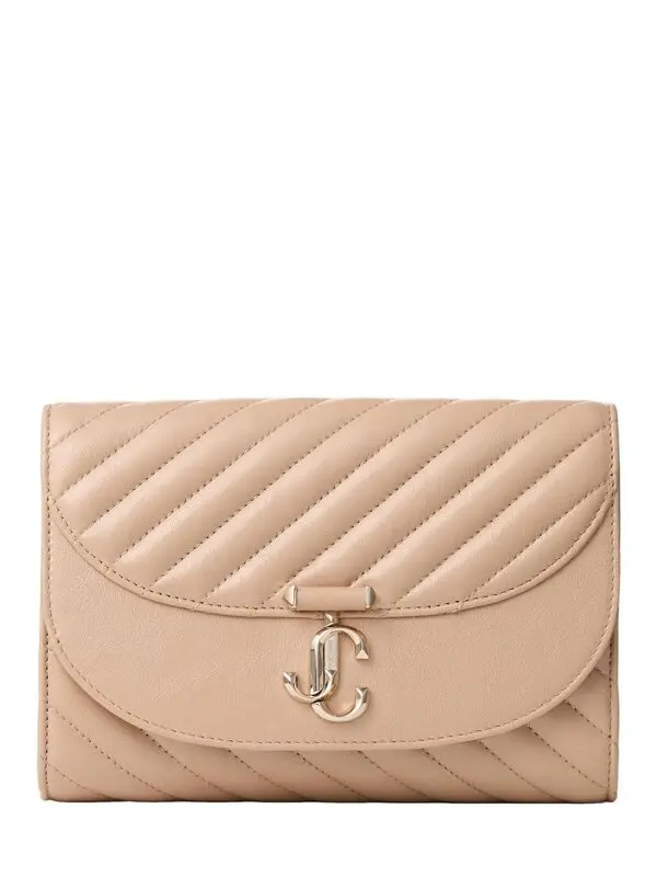 JIMMY CHOO Curve Quilted Biker Leather Clutch - Chai/shiny Gold
