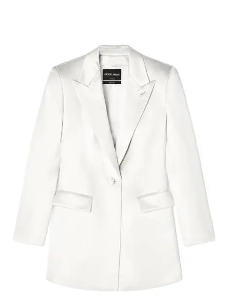 Giorgio Armani Silk Satin Single-breasted Jacket - White