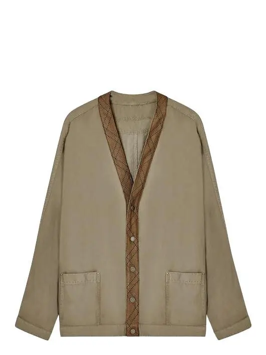 Giorgio Armani Cupro And Linen Shirt Jacket - Brown