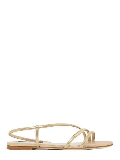 Giorgio Armani Flat Sandals In Sparkling Nubuck - Gold