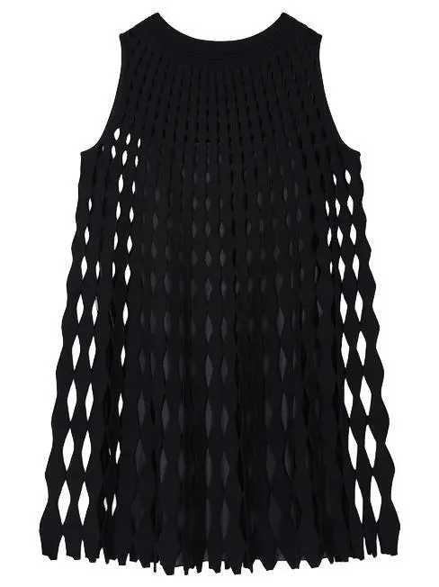 Emporio Armani Openwork-knit Dress With Diamond Pattern - Black