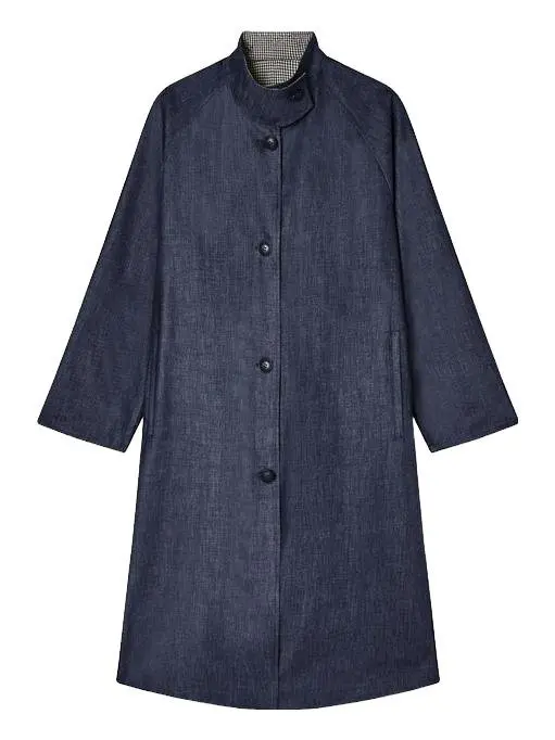 Emporio Armani Eagle Club Reversible Denim Trench Coat - Blue