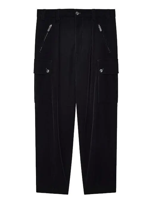 Giorgio Armani Linen Blend Pleat Trousers - Black