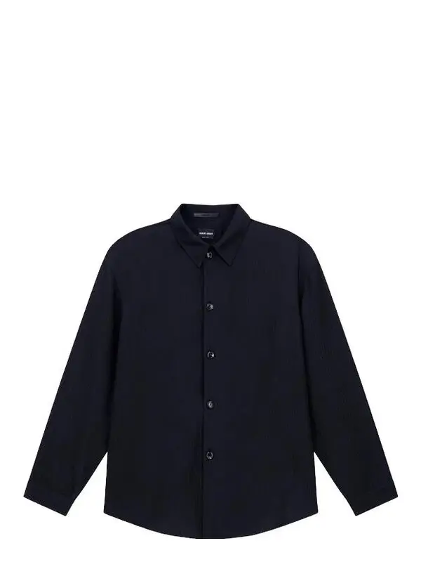 Giorgio Armani Chevron Viscose Twill Shirt Jacket - Black