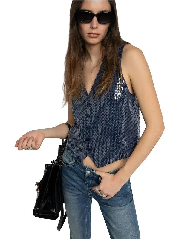 Zadig&Voltaire Emaux Waistcoat - Blue / Navy