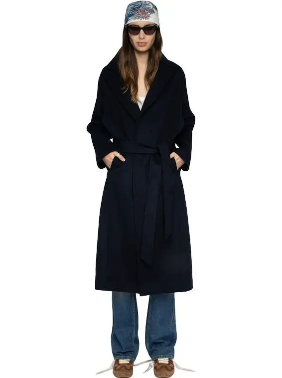 Zadig&Voltaire Meli Long Belted Coat - Natural