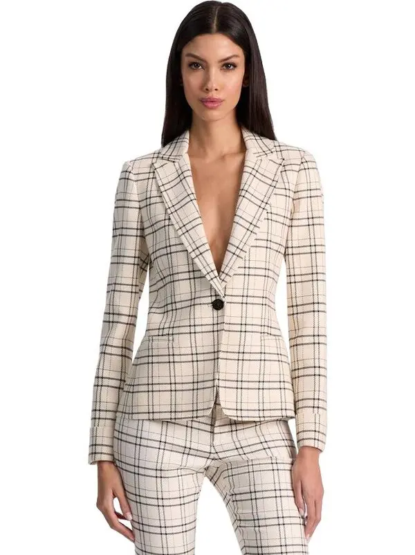 Alice + Olivia Ryder Slim Plaid Blazer - Denim