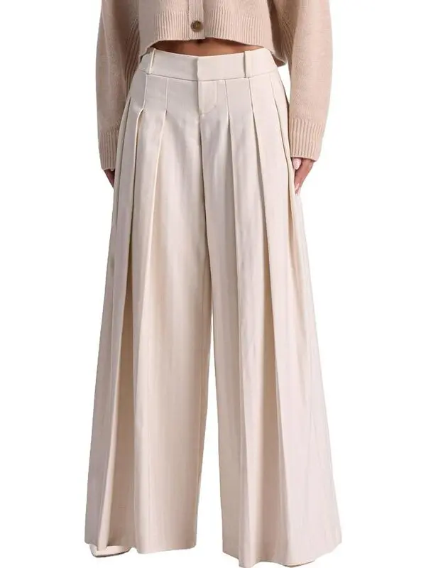 Alice + Olivia Simon Pleated Trouser - White