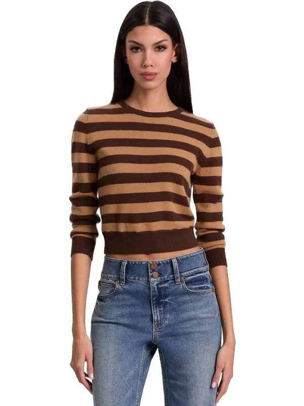 Alice + Olivia Carolann Cashmere Pullover - Chocolate