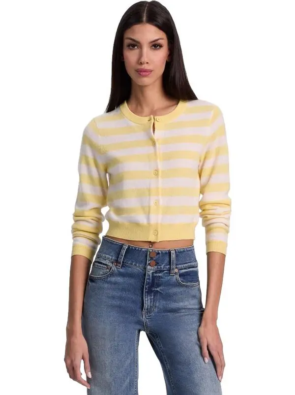 Alice + Olivia Dollie Striped Cashmere Cardigan - Stripe