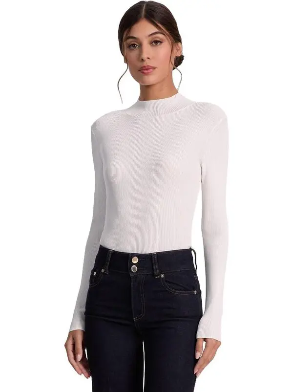 Alice + Olivia Roberta Ribbed Turtleneck - White