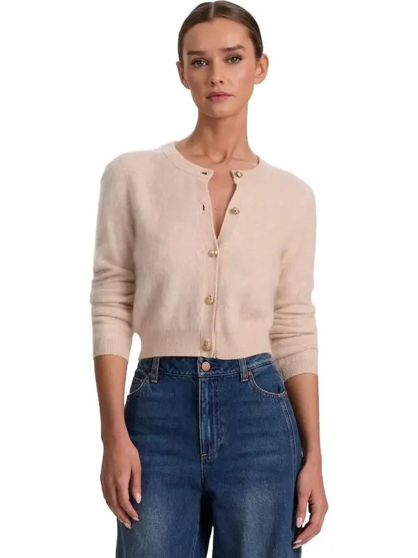Alice + Olivia Dollie Brushed Cashmere Cardigan - Neutral
