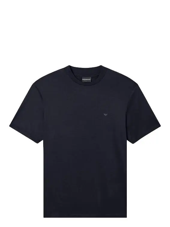 Emporio Armani Travel Essential Lyocell-blend Jersey T-shirt - Navy