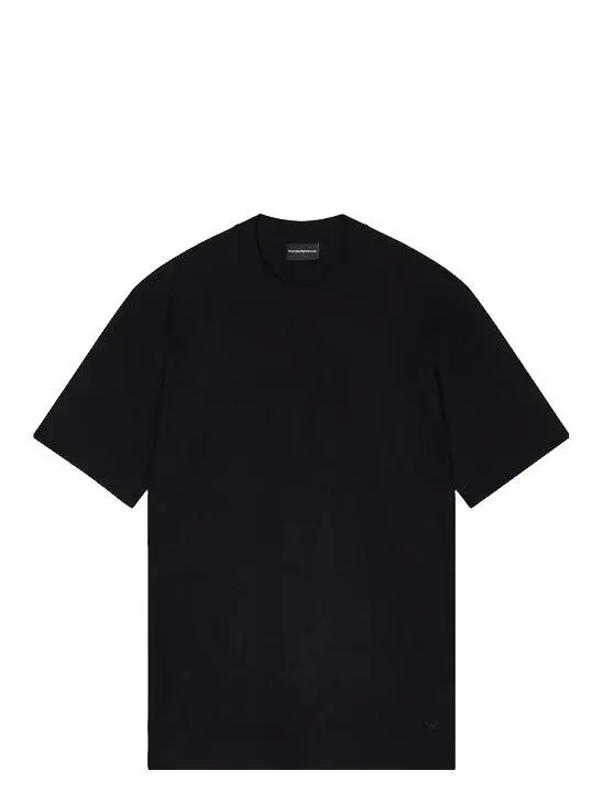 Emporio Armani Silk Jersey T-shirt With Knit Detail - Black