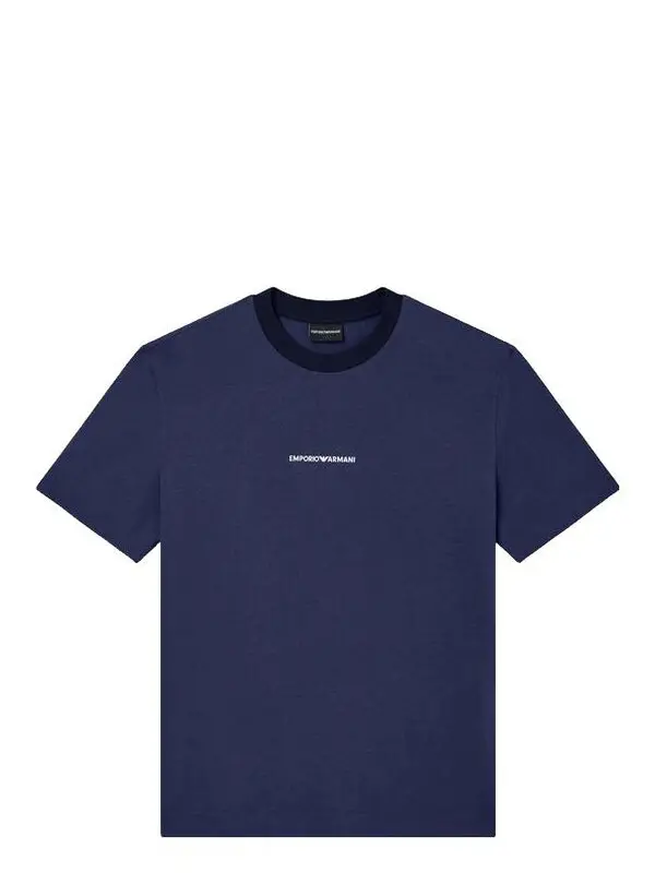 Emporio Armani Heavy Jersey T-shirt With Ea Generation Embroidery - Blue