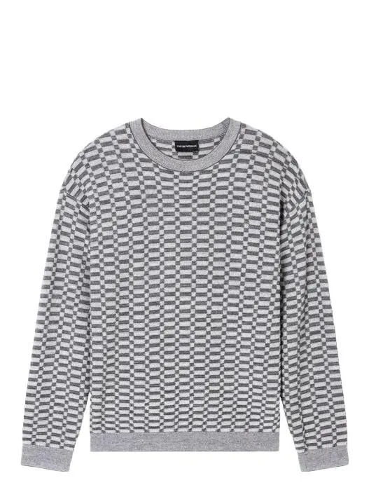 Emporio Armani Op-art Textured Virgin Wool Jumper - Red