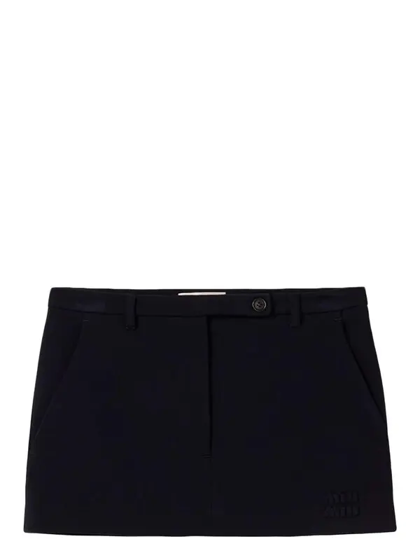 Miu Miu Logo Ribbed Mini Skirt - Blue