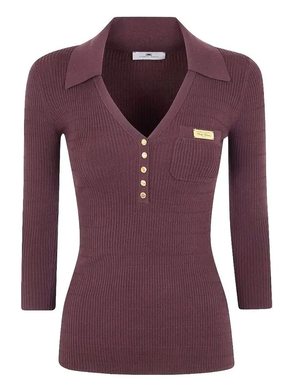 Elisabetta Franchi V-necked Sweater - Brown