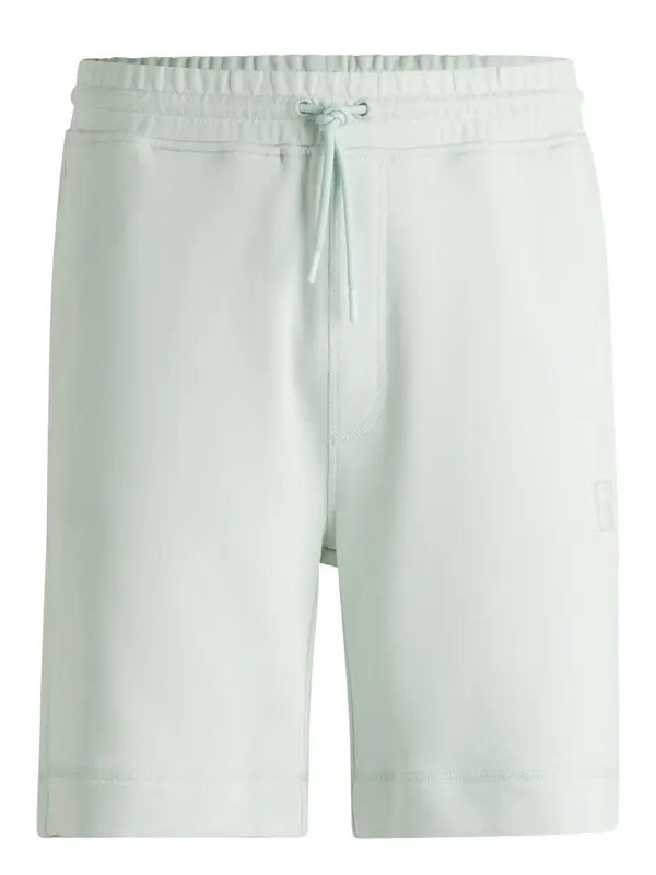 BOSS Cotton-terry Straight Fit Shorts - Light Blue