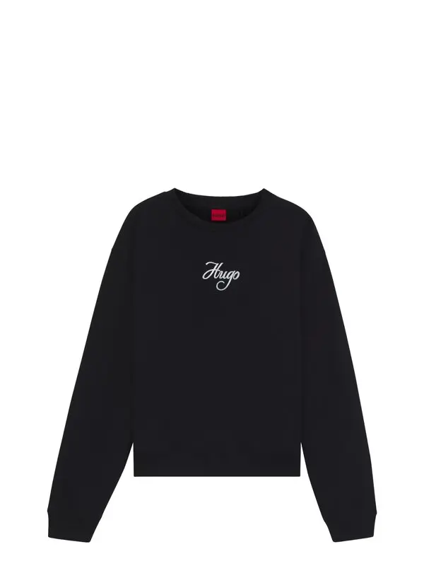Hugo Glitter-logo Cotton Terry Sweatshirt - Black