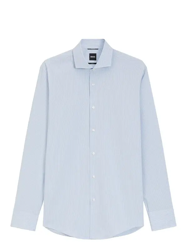 BOSS Checked Slim-fit Shirt In Performance-stretch Fabric - Light Blue