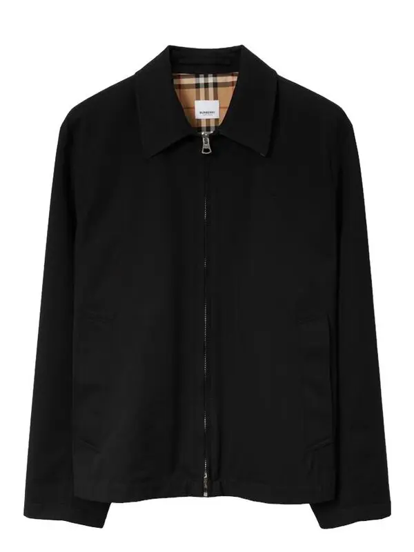 Burberry Cotton Gabardine Harrington Jacket - Black