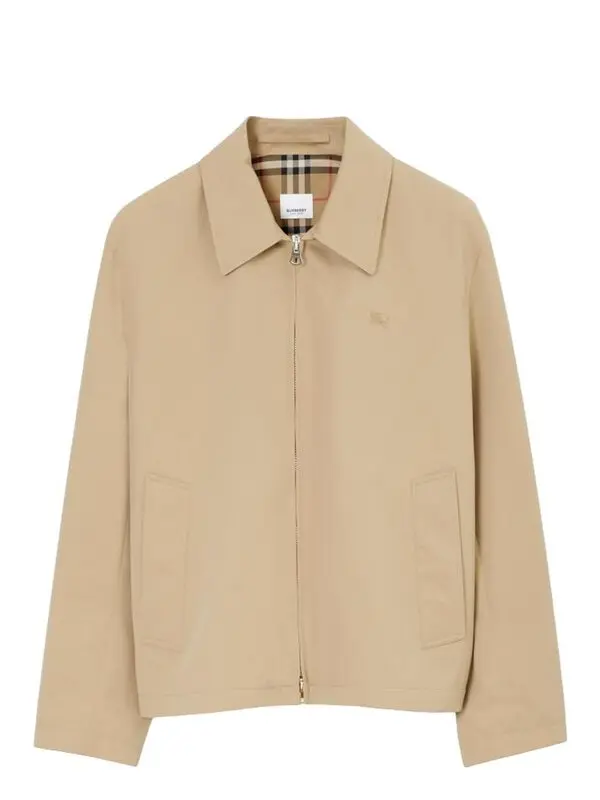 Burberry Cotton Gabardine Harrington Jacket - Honey