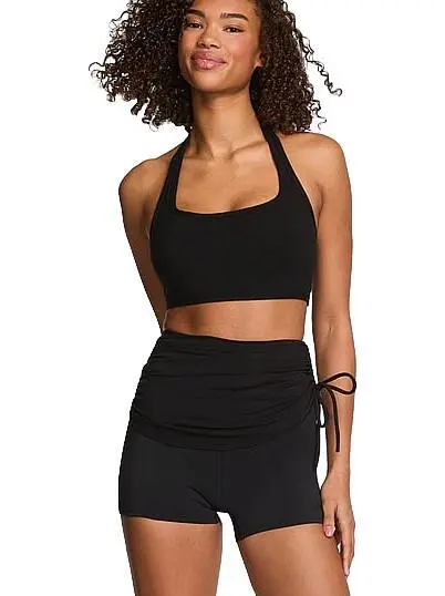 Pink Relay Mesh Overlay 3" Bun Shorts - Black