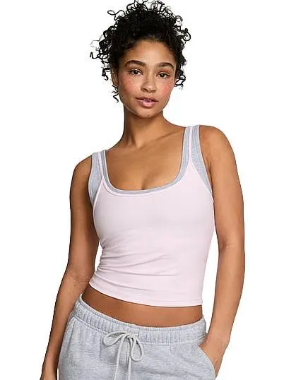 Pink All-day Cotton™ Double Up Tank - Pink