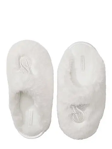 Victoria's Secret Luxe Plush Closed-toe Slippers - White,ivory