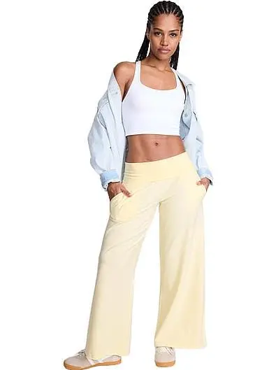 Pink All-day Cotton™ Foldover Wide-leg Pants - Beige