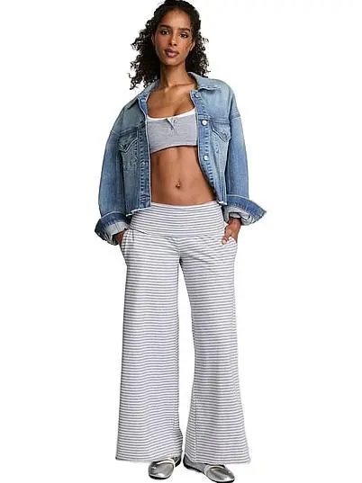Pink All-day Cotton™ Foldover Wide-leg Pants - Print