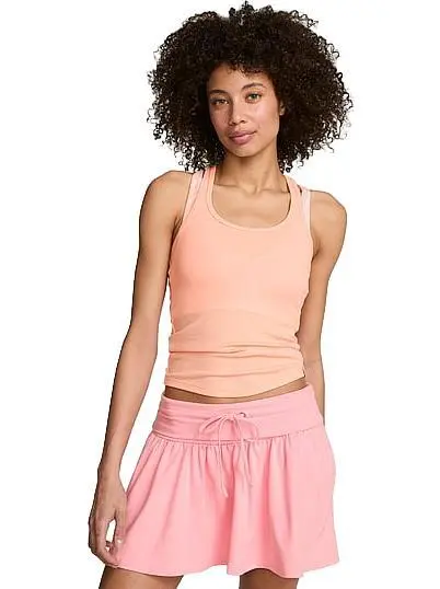 Pink Relaxed Rib Boyfriend Tank Top - Orange
