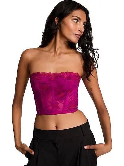 Victoria's Secret Very Sexy Rose Lace Strapless Corset Top - Multicolored
