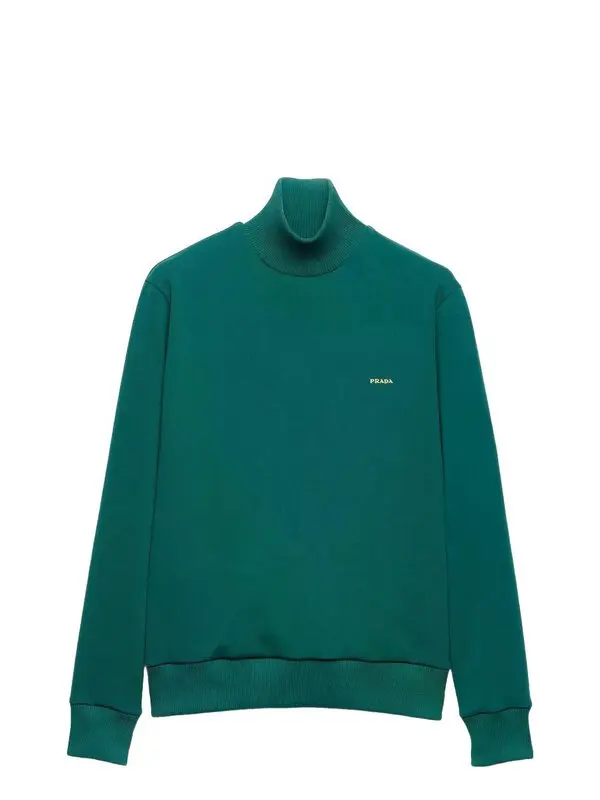 Prada Logo-embroidered Turtleneck Top - Green