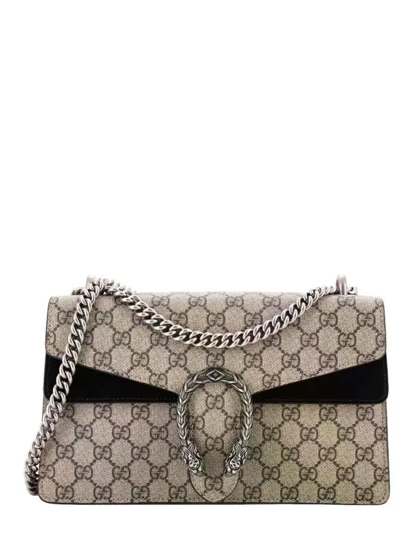Gucci Dionysus Small Shoulder Bag Gg Coated Canvas And Leather - Black