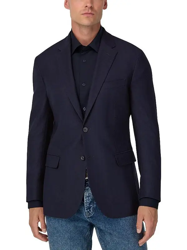 Boggi Milano Herringbone Stretch Wool Sport Coat - Navy Blue