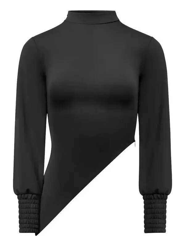 Manière De Voir Asymmetric Mock-neck Top - Black