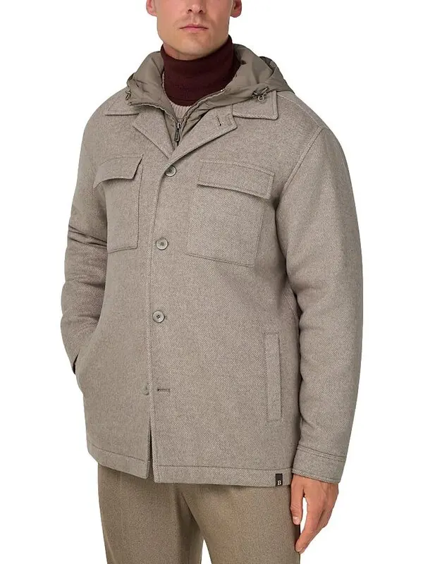 Boggi Milano Hooded Shirt Jacket - Taupe