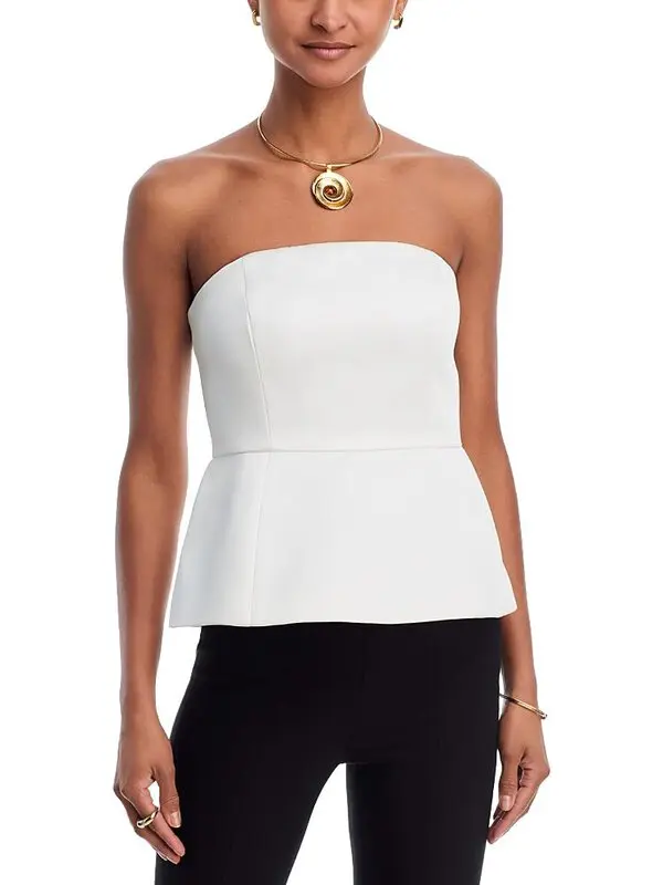French Connection York Satin Strapless Peplum Top - Summer White