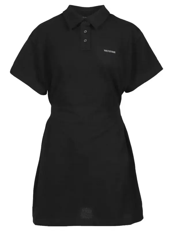 We11Done Polo-collar Mini Dress - Black