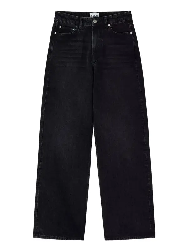 GANNI Logo-patch Jeans - Black