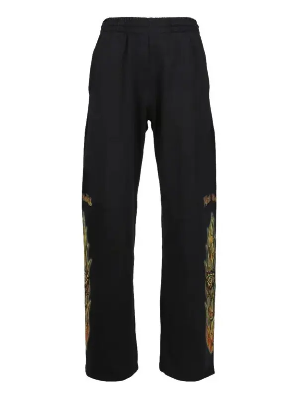 We11Done Flame-graphic Track Pants - Black