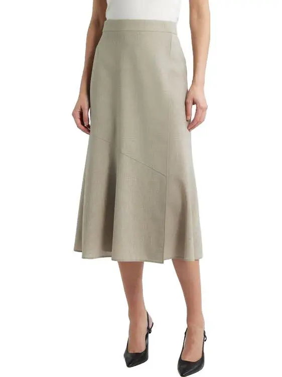 BOSS Virgin Wool Faux-wrap Midi Skirt - Pumice