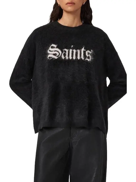 ALLSAINTS Crewneck Cashmere Sweater - Black/chalk White