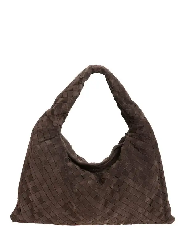 Bottega Veneta Large Intrecciato Suede Hobo Bag - 2190 Fondant-m Brass
